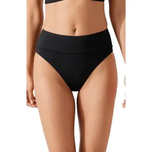 Tommy Bahama Palm Modern High Waist Bikini Bottom - Black