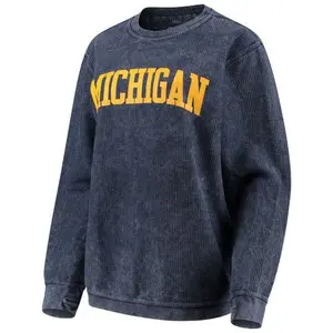 PRESSBOX Michigan Wolverines Comfy Cord Vintage Wash Basic Arch Pullover Sweatshirt - Navy