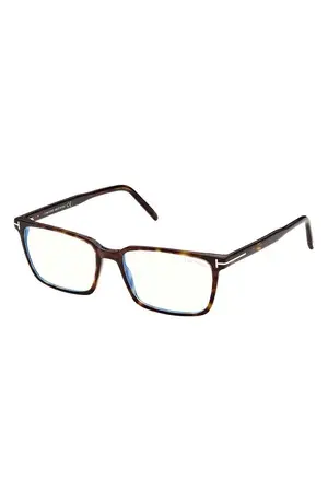 TOM FORD 55mm Rectangular Blue Light Blocking Eyeglasses