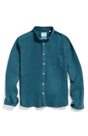 Billy Reid Tuscumbia Standard Fit Linen Button-down Shirt Coastal Blue