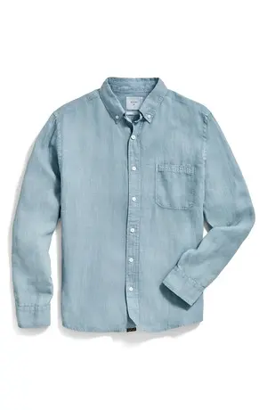 Billy Reid Tuscumbia Standard Fit Linen Button-down Shirt Denim Blue