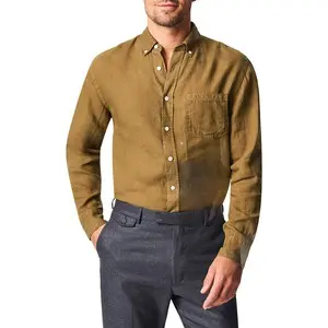 Billy Reid Tuscumbia Standard Fit Linen Button-down Shirt Olive