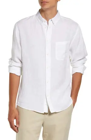 Billy Reid Tuscumbia Standard Fit Linen Button-down Shirt Optic White