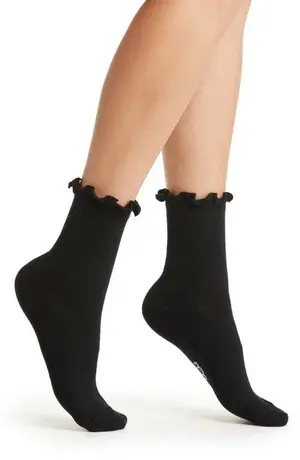 UGG UGG(r) Karsyn Lettuce Edge Crew Socks Blk