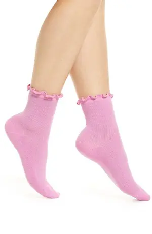 UGG UGG(r) Karsyn Lettuce Edge Crew Socks Echinacea