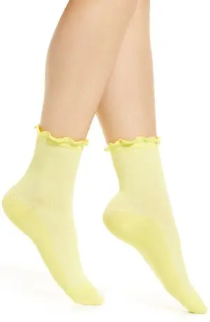 UGG UGG(r) Karsyn Lettuce Edge Crew Socks Elfin Yellow