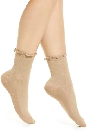 UGG UGG(r) Karsyn Lettuce Edge Crew Socks Light Tan