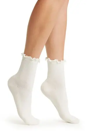 UGG Karsyn Lettuce Edge Crew Socks - Wht