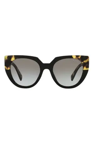 Prada Prada 53mm Cat Eye Sunglasses Black/medium Tortoise/grey Gr