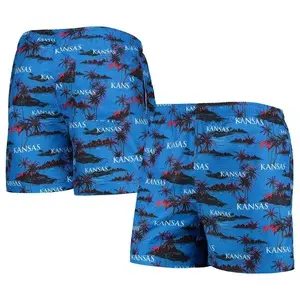 FOCO Kansas Jayhawks Island Palm Swim Trunks - Royal