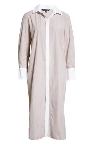 Misook Stripe Cotton Shirtdress