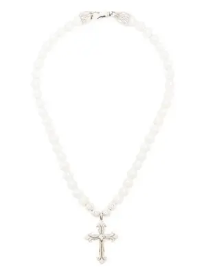 Emanuele Bicocchi Pearl Necklace With Cross Pendant