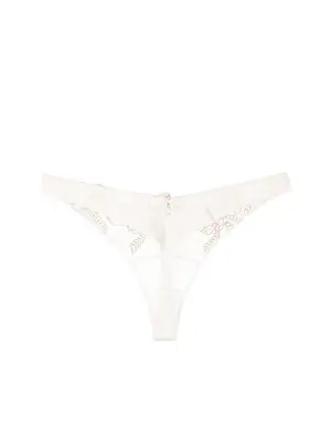 FLEUR DU MAL Bow Guipure Embroidered Thong