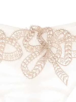 FLEUR DU MAL Bow Guipure Embroidered Thong