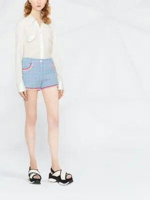 Moschino Houndstooth-print Short Shorts - Blue