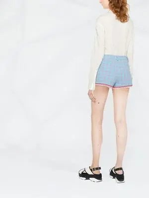 Moschino Houndstooth-print Short Shorts - Blue