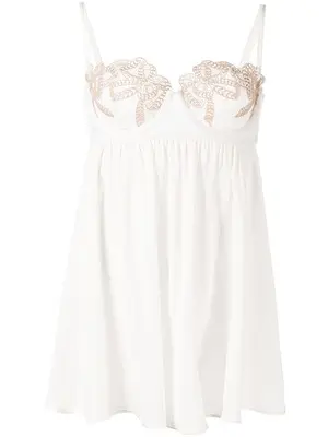 FLEUR DU MAL Bow Guipure Embroidery Cupped Babydoll