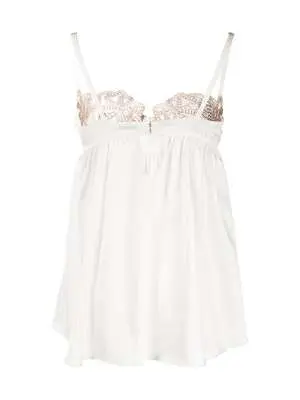FLEUR DU MAL Bow Guipure Embroidery Cupped Babydoll