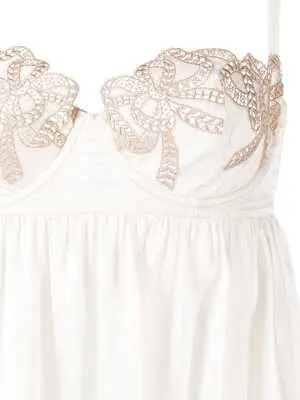 FLEUR DU MAL Bow Guipure Embroidery Cupped Babydoll
