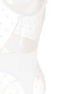 FLEUR DU MAL Dotty Tulle Cupped Bodysuit