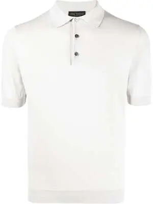 DELL'OGLIO Cotton Short-sleeve Polo Shirt - Grey