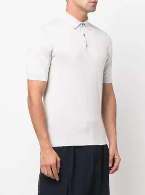 DELL'OGLIO Cotton Short-sleeve Polo Shirt - Grey