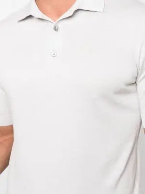 DELL'OGLIO Cotton Short-sleeve Polo Shirt - Grey