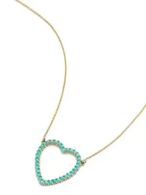 JENNIFER MEYER 18kt Yellow Gold Turquoise Heart Pendant Necklace