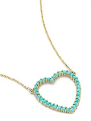 JENNIFER MEYER 18kt Yellow Gold Turquoise Heart Pendant Necklace
