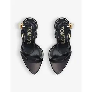 TOM FORD Padlock Leather Heeled Sandals - Black