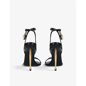 TOM FORD Padlock Leather Heeled Sandals - Black