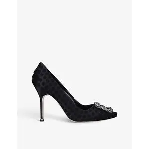 Manolo Blahnik Hangisi 105 Polka-dot Woven Courts
