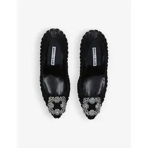 Manolo Blahnik Hangisi 105 Polka-dot Woven Courts