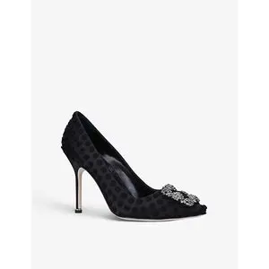 Manolo Blahnik Hangisi 105 Polka-dot Woven Courts