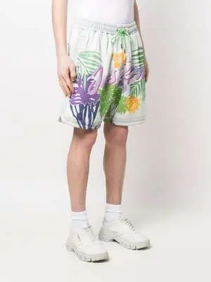 JUST DON Graphic Print Shorts