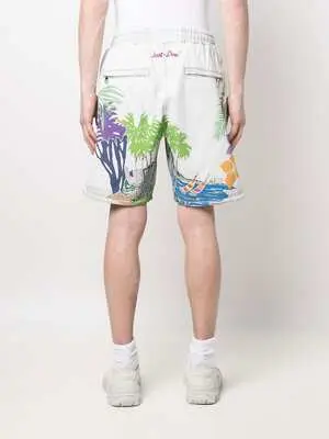 JUST DON Graphic Print Shorts