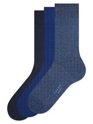 Falke Men's Happy Box Socks Set, 3-Pack - Grey Multi  Blue Multi
