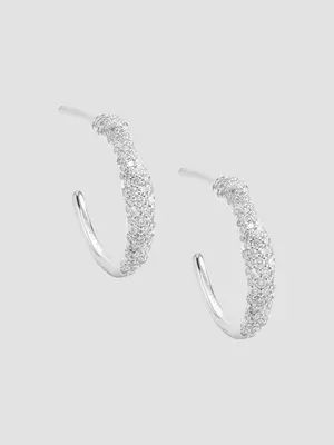 Ippolita Stardust Squiggle & Diamond Hoop Earrings - Silver