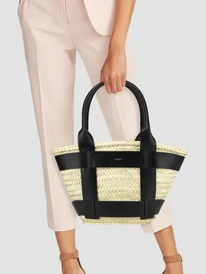 DEMELLIER Santorini Raffia Tote Bag - Black