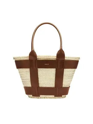 DEMELLIER Santorini Raffia Tote Bag Cognac