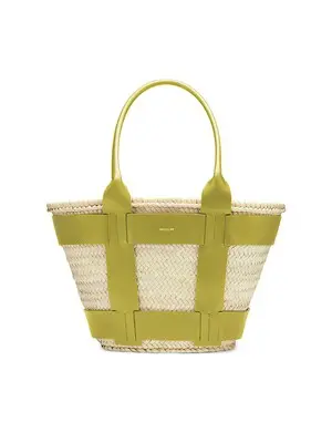 DEMELLIER Santorini Raffia Tote Bag Lime