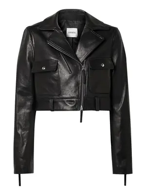 Khaite Meyla Cropped Leather Biker Jacket