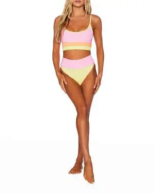 Beach Riot Eva Ribbed Colorblock Swim Top Fruity Colorblock