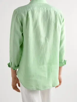 Loro Piana André Garment-dyed Linen Shirt - Green