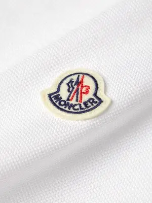 Moncler Logo-appliquéd Striped Cotton-piqué Polo Shirt - White