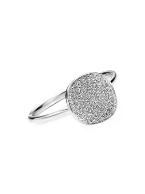 Ippolita Stardust Small Flower & Diamond Disc Ring - Silver