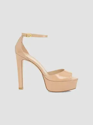 STUART WEITZMAN Discoplatform Nudistcurve Leather Sandals - Adobe