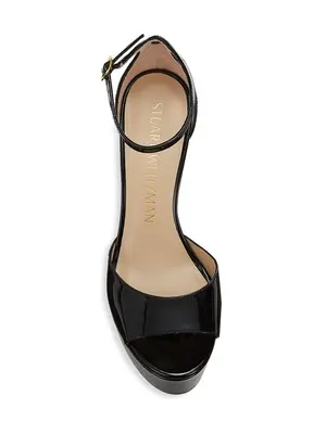 STUART WEITZMAN Discoplatform Nudistcurve Leather Sandals - Adobe