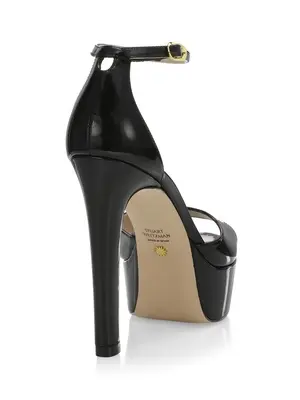 STUART WEITZMAN Discoplatform Nudistcurve Leather Sandals - Adobe