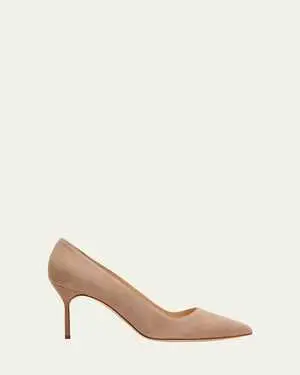 Manolo Blahnik Bb 70mm Suede Pumps - Dark Nude